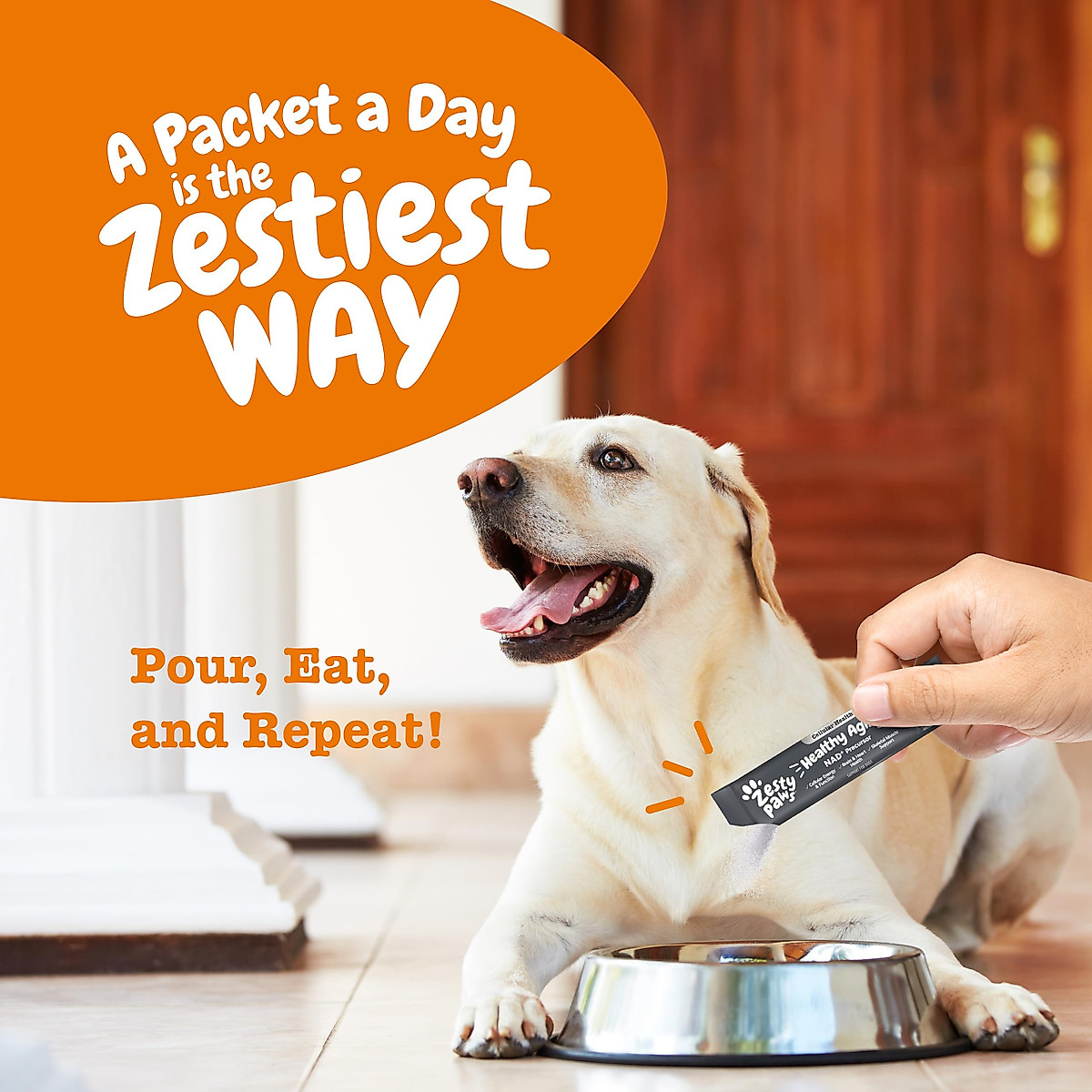 Zesty Paws NAD+ Precursor Supplement for Dogs - Niagen for Healthy Aging & Skeletal Muscle Support & Recovery - Brain, Heart, & Cellular Energy Support - Nicotinamide Riboside Chloride – 30 Sachets