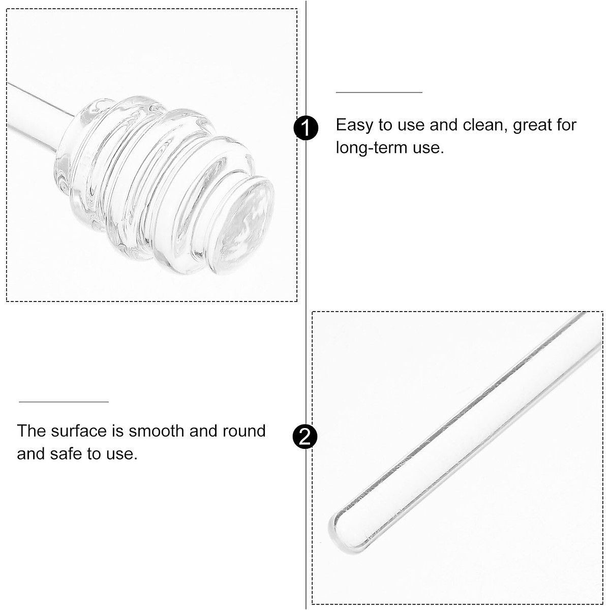 Tofficu 3Pcs Glass Honey Dipper Sticks, Clear Honey and Syrup Dippers, Reusable Honey Stirrer Stick Honey Jam Syrup Stirring Wand for Honey Jar Dispense Pot Jar Containers