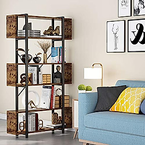 Tribesigns Bookshelf, Industrial Bookcase Freestanding Display Decorative Shelf