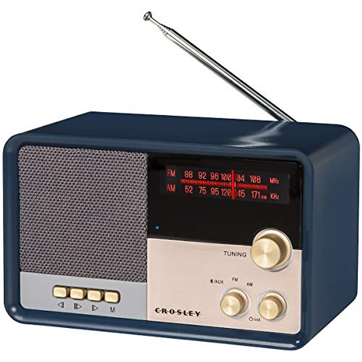Crosley CR3036D-NV Tribute Vintage AM/FM Bluetooth Radio, Navy
