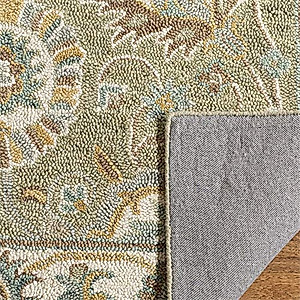 SAFAVIEH Blossom Collection 5' x 8' Sage / Ivory BLM702W Handmade Premium Wool Area Rug