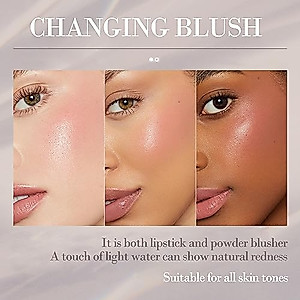 Jutqut Color Changing Blush Stick for Cheeks Makeup, Clear Blush PH Temperature Changing Pink Cream Blusher, Magic Waterproof Face Blush Stick, Natural Lightweight Multi-Use Lips and Cheek Tint