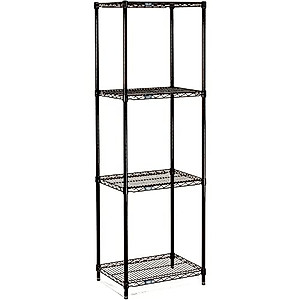 Nexel Adjustable Wire Shelving Unit, 4 Tier, NSF Listed Commercial Storage Rack, 24" x 24" x 74", Black Epoxy