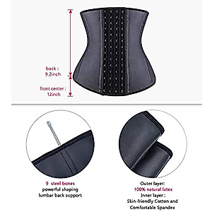 YIANNA Waist Trainer for Women Tummy Control Corsets Hourglass Sports Girdle Body Shaper 4 Hooks, (Size M, Black)
