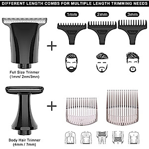 SURKER Body Trimmer Mens Electric Back Shaver Body Grooming kit Facial,Arm,Chin Beard Trimmer Cordless Hair Clipper with Adjustable Extension Handel Waterproof