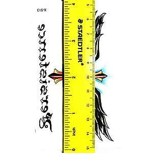 PARITA Small Tattoos Cross Wing Temporary Tattoos Stickers Wing Cartoon Tattoo Fake Body Neck Arm Leg Chest Shoulder Hip Tattoo Removable Style Fashion Fantasy Fun Party (Pack 3 PCS.) (06)