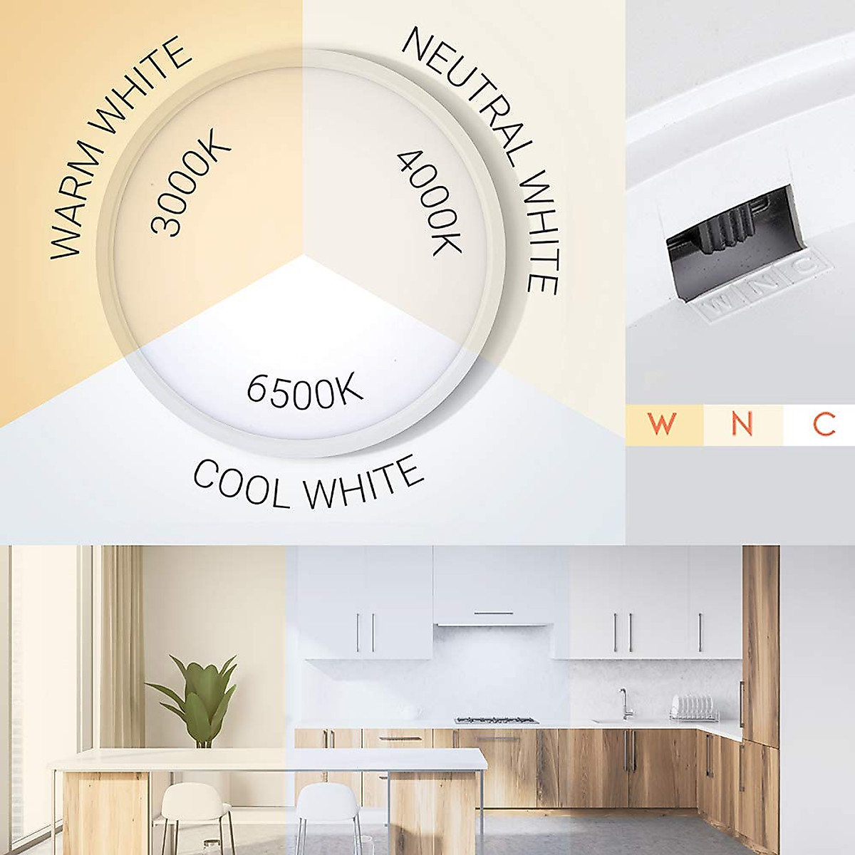 12 Inch 20W Flush Mount LED Ceiling Light, 2000 LM, Round Flush Mount Ceiling Lamp Fixture for Bedroom, Living, Kitchen, Hallway, Bathroom, Stairwell, Color White, Slim, 3 colors in 1(Non Dimmable)