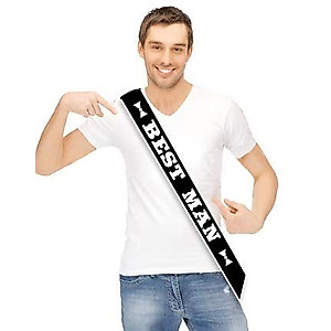 BroSash "Best Man" Bachelor Party Sash - Groom to Be Ideas | Gifts Joke Favors Bachelorette Party Supplies Decorations Decor Wedding Shower Gift Bride Engagement Set for Men Bridal Parties Black