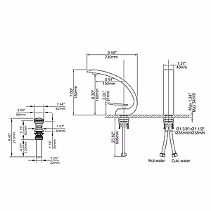 Homary 1-Handle Bathroom Sink Faucet with Pop Up Drain One Hole Deck Mount Curved Lavatory Faucet Mixer Tap, Solid Brass Chrome