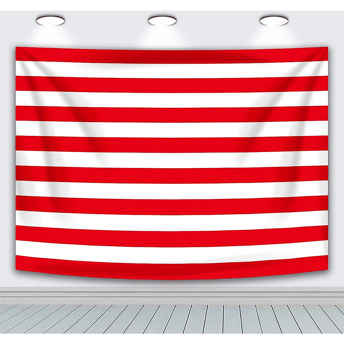 RUINI Polyester Red and White Stripe Backdrop Birthday Party Bridal Baby Shower Wedding Decor 7x5FT