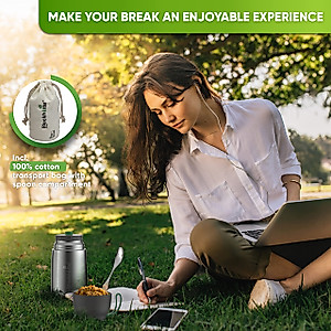 Blockhuette Insulated Food Jar for Adults I 24 oz I with Spork I 14 H hot Food, Stainless Steel Thermos for hot Food, Insulated Lunch Containers, Breakfast Cup, Lunch Boxes Tumbler for food