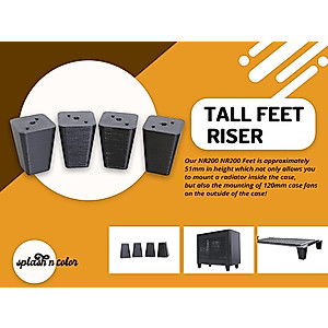 SplashNColor NR200 NR200P Taller Feet Extended Height Compatible with Cooler Master NR200 NR200P Q300L Mini-ITX Pc Cases, Q300L NR200 Case Feet, Cooling Risers Attachment 4-Pack, Black