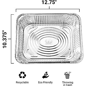 Aluminum Pans 9x13 Disposable Foil Pans [30-Pack] Heavy-Duty Baking Pans, Half-Size Deep Steam Table Pans, Deep Tin Foil Bakeware, Steam Table Tray, Cookware, Food Prepping, Cake & Oven Pan NO LID