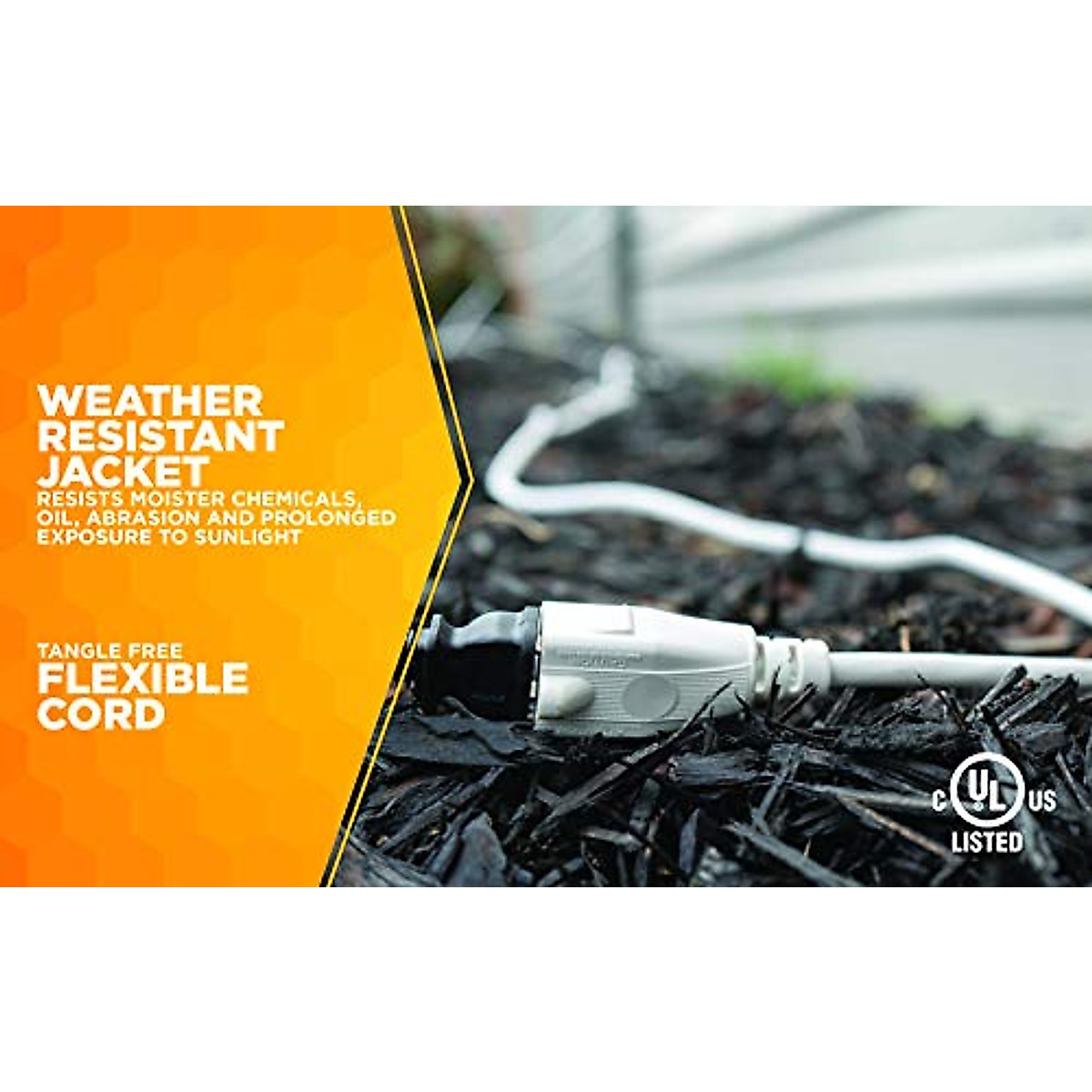 Yard Master 992382 White Patio 40-Foot; 3-Pronged; 16 Gauge Extension Cord; 13 AMPS; 125 Volts; 1625 Watts; Ideal for Use with Outdoor Appliances; Decorative Lights and Holiday Displays