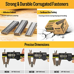 meite Corrugated Fasteners MC114 25 Gauge 1-Inch Crown 1/4-Inch Length Corrugated W Fastener Staples (1,000 PCS)
