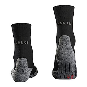 FALKE Men's RU4 Endurance Wool Running Socks, Mid Calf, Medium Cushion, Athletic, Breathable Quick Dry, Merino Wool, Black (Black-Mix 3010), 9-10, 1 Pair