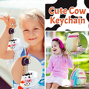 MTLEE Cow Party Favors Cute Rubber Cow Keychain Farm Laughing Cow Animal Cow Baby Keychains for Boys Girls Teens School Carnival Rewards Baby Shower Birthday Party Favors(40 Pieces)