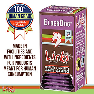Licks Pill Free ElderDog - Older Dog Vitamins and Supplements - Joint & Immune Support Supplements for Dogs - Dog Coat & Digestion Supplement for Senior Dogs - Gel Packets - Roasted Chicken, 30 Use
