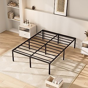 MISAGI King 14inch Metal Bed Frame No Box Spring Needed, Heavy Duty Metal Platform with Tool Free Setup, Black, Durable, Suitable for Bedroom, King