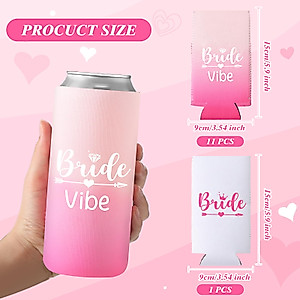 Roowest 12 Pcs Bachelorette Party Can Sleeves Brides Babes Can Cooler Wedding Party Favor for Bridesmaids Bachelorette Party Supplies for Wedding Bridal Shower Party Bridesmaid Gifts(3.5 x 5.9'')