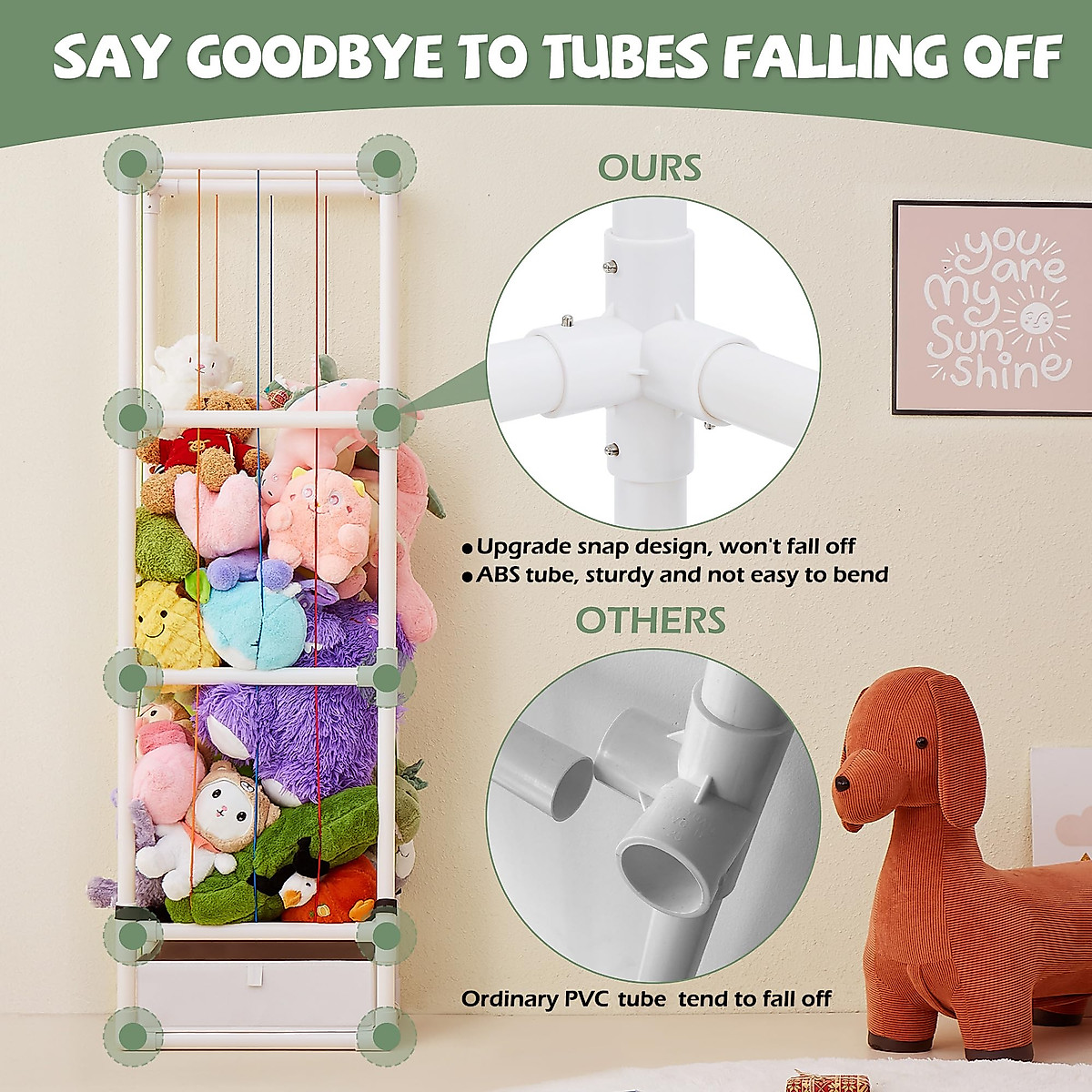 Jootan Stuffed Animal Zoo Storage, (White) ABS Stuffed Animal Holder Plush Storage, Stuffed Animal Cage for Nursery Playroom Bedroom Organize