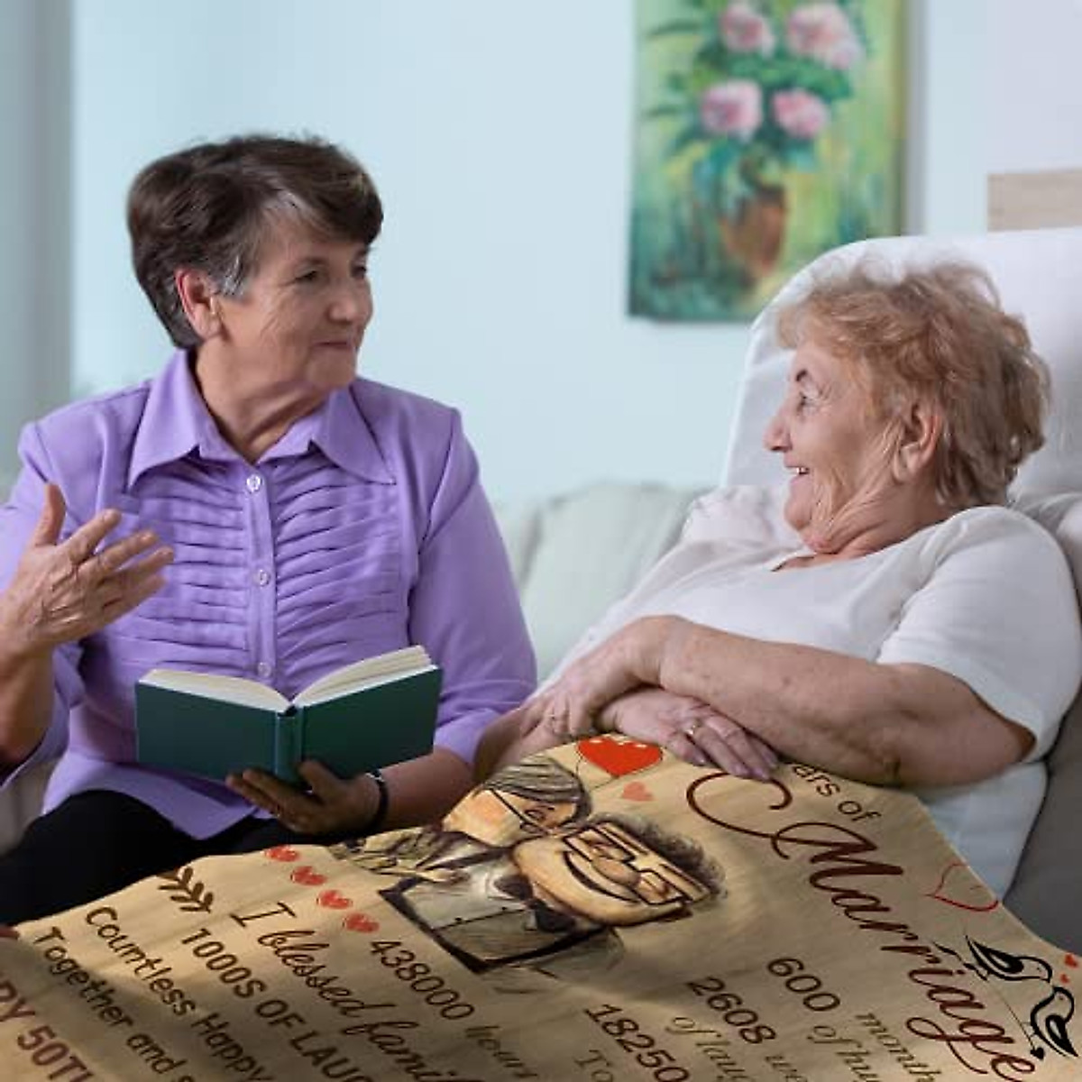 50th Anniversary Throw Blanket for Him Her, Super Soft Flannel Blanket, Comfy Plush Bed Blanket, Warm Gifts for Special One