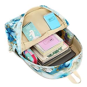 School Backpack for Teen Girls Bookbags Elementary High School Corduroy Laptop Bags Women Travel Daypacks (Pebble-Blue White)