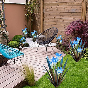 Homight Metal Agave Plant Outdoor Decoration Outdoor Garden Decoration Lily Mexican Yard Art Plant Garden Agave Lily Decorative Garden Gift… (2 Big Blue Lilies)