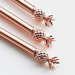 ZZTX 3 PCS Rose Gold Ballpoint Pens Metal Pen Bling Topped with Pineapple with Refills Black Ink Office Supplies Gift Pens For Christmas Wedding Birthday
