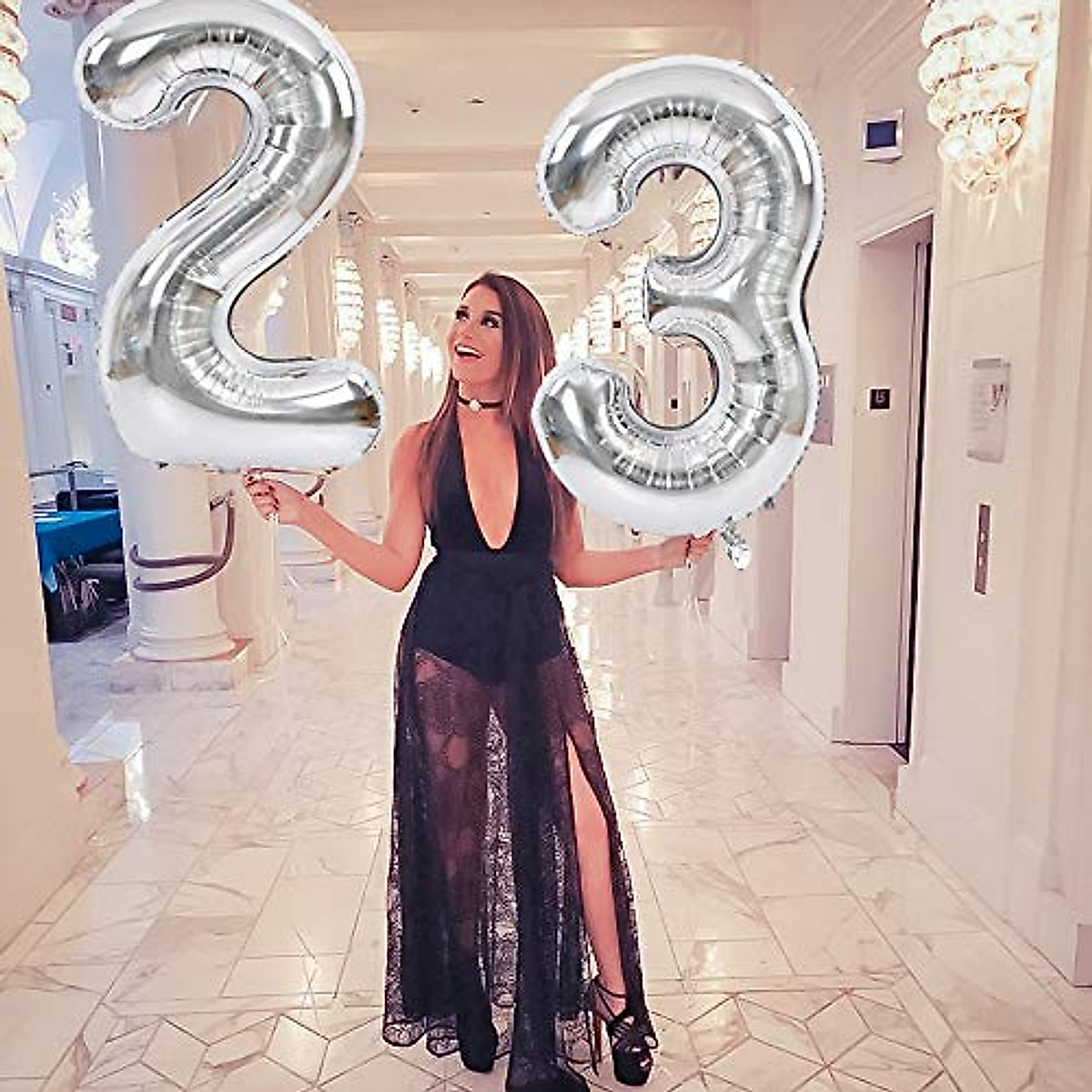 40 Inch Silver Large Numbers Balloons 0-9, Number 1 Digit 1 Helium Balloons, Foil Mylar Big Number Balloons for Birthday Party Anniversary Supplies Decorations