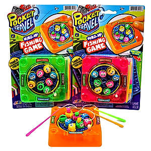 JA-RU Pocket Travel Magnetic Fishing Game (6 Toys) Classic Rotating Mini Family Board Games for Kids. Preschool Educational Games. Travel Car Games. Bulk Party Favors Birthday Gifts. 3205-6p
