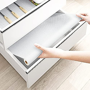 12 INCHES x 20 FEET Non-Slip Shelf Liner, Pack of 2, EVA Kitchen Liner, Non-Adhesive Liner, Original Smooth Shelf Liner, Durable Strong Grip Liner, Stain-Proof Shelf, Drawer, Cabinet Liner