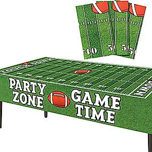 AnapoliZ Football Tablecloth Plastic | 3 Pcs Party Pack (54” Inch Wide x 72” inch Long) | Rectangular Game Day Table Cover | Football Party Touchdown Tablecloth | Party Zone, Tailgate Table Cover