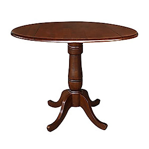 IC International Concepts International Concepts Round Hardwood Dual Drop Leaf Pedestal Espresso Dining Table