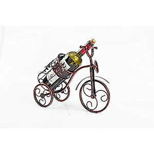 Asian Home Bicycle Wine Bottle Holder Desktop Bike Wine Rack Freestanding Countertop Bottle Holder for Wine Storage, Metal, Metallic Red Colored