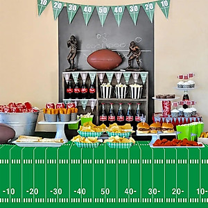 SJJPDYY Football Party Decorations Disposable Tablecloth Plastic Touchdown Table Cover Perfect for Super Bowl Football Birthday Party Decorations and Gameday Tailgate Decorations 54 X 108Inch, 2 Pack