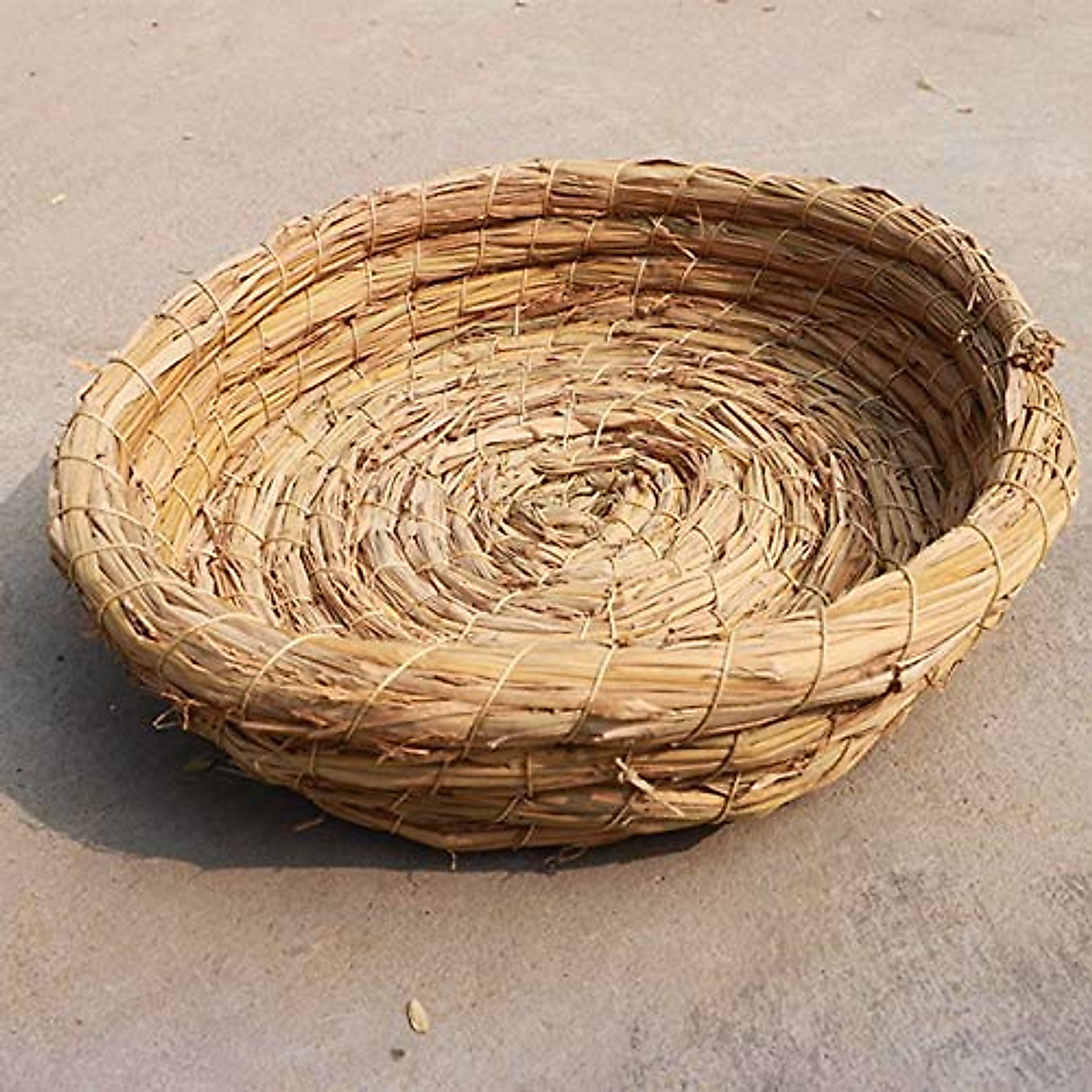 Orgrimmar 2PCS Handmade Woven Flat Base Straw Bird Nest Breeding Nest Hatch House Cage for Dove, Pigeon, Parrot, Rabbits, Hamster, Gerbil Guinea Pig, Chinchillas