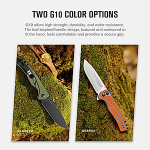 OKNIFE Mettle EDC Pocket Knife, 3.24 inch 154CM Folding Knife with Pocket Clip, G10 Handle Flipper Knife for Hunting, Camping and Work (Orange)