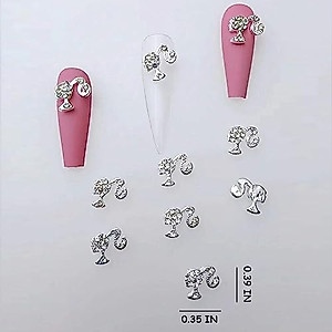 20 Pcs Kawaii Head Nail Charms - Silver Head Nail Charms for Acrylic Nails 3D White Nail Art Rhinestones Jewelry Nail Gems for Nails Metal Nail Decorations for Women Girls Nail Accessories Supplies