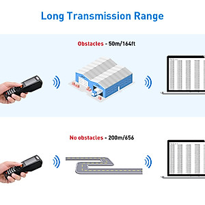 JRHC Wireless Barcode Scanner, 2D Barcode Scanner Inventory 1D & PDF417 Data Collector Portable Data Terminal Inventory Device with 2.4G Wireless & USB Wired Connection Qr Code Scanner