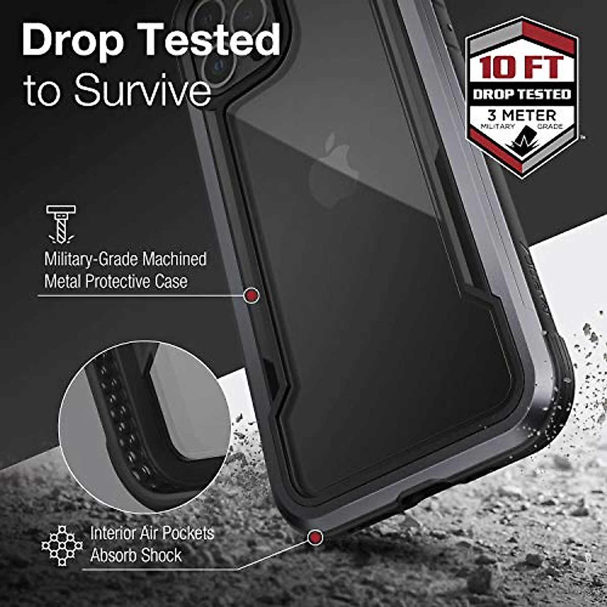 RAPTIC Shield Case Compatible with iPhone 12 Case & iPhone 12 Pro Case, Shock Absorbing Protection, Durable Aluminum Frame, 10ft Drop Tested, Fits iPhone 12 & 12 Pro, Black