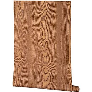 Self Adhesive Vinyl Rustic Oak Wood Contact Paper for Kitchen Cabinets Pantry Shelves Table Desk Cupboard Countertop Furniture Walls Decal 15.7x117 Inches