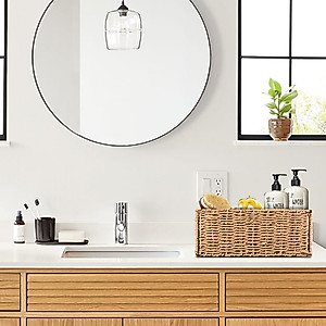 Toilet Paper Basket, Airsnigi 6 Pack Wicker Storage Basket Paper Rope Wicker Baskets with Handles, Small Wicker Storage Baskets for Organizing Shelves - Beige