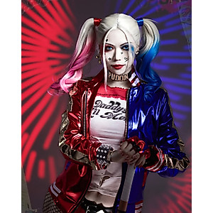 ABONDEVER Quinn Puddin Choker Halloween Set Adjustable Punk Leather Letter Collar Necklace Tattoo Stickers Rivets Spike Bracelet Halloween Harley Cosplay Accessories for Women (Black-B)