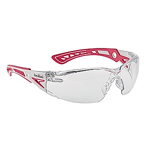 Bolle Bollé Safety 40254, Rush+ Small Safety Glasses Platinum®, Pink & White Frame, Clear Lenses