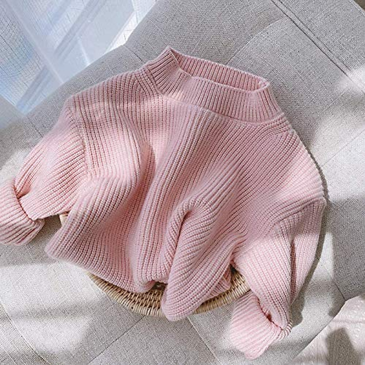 chengchuang Newborn Baby Girls Boys Sweatshirt Blouse Pullover Knit Sweater Warm Crewneck Long Sleeve Tops for Infant Toddler (B-Pink, Age 12-18 Months)