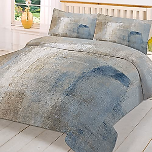 3 Pieces Bedding Set California King Size, Brown Blue Soft Durable Duvet Cover Set Comforter Cover Set with Zipper Closure All-Season Breathable Bedding Set Modern Geometric Oil Painting Abstract Art