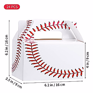durony 6.2" Baseball Favor Boxes 24 PCS Cardboard Treat Boxes Baseball Sports Theme Party Gift Box Candy Snack Goodie Bags for Kids Adults Baby Shower Baseball Party Supplies