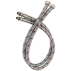 BWE 24-Inch Long Faucet Connector Braided Stainless Steel Supply Hose 3/8-Inch Female Compression Thread x M10 Male Connector, x 2 Pcs (1 Pair)