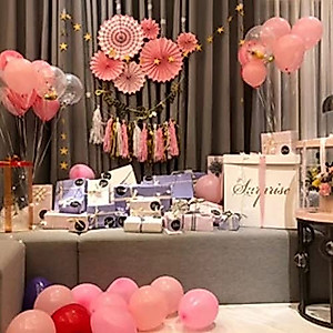 Pink Birthday Party Decorations Kit Pink Paper Fan flower Star Garland Happy Birthday Banner Pink White Golden Tassels Party Decor For Girls and Women